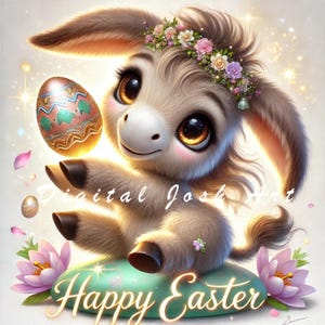10 JPEG Cute Easter Donkey Clipart Bundle - Spring Farm Animal Designs ...