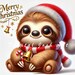 10 JPEG Cute Christmas Sloth Clipart Bundle - Winter Animal Designs ...