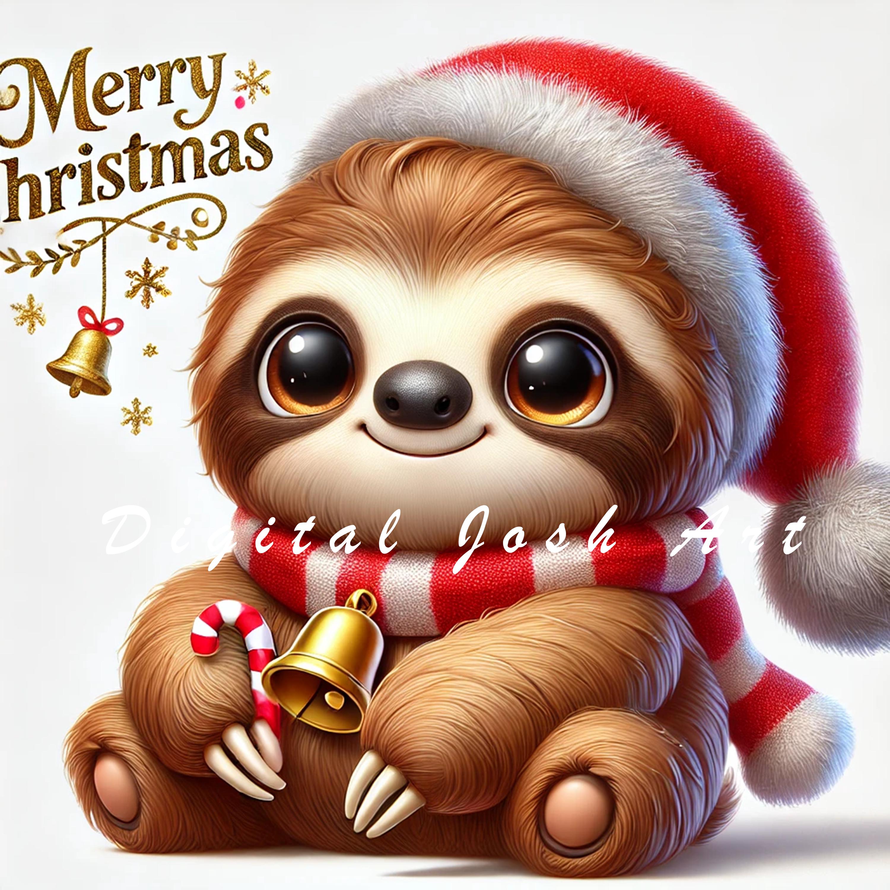 10 JPEG Cute Christmas Sloth Clipart Bundle - Winter Animal Designs ...