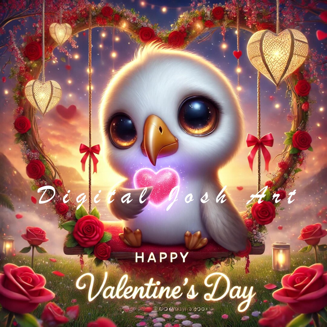 10 JPEG Cute Valentine’s Day Albatross Clipart Bundle - Winter Bird ...