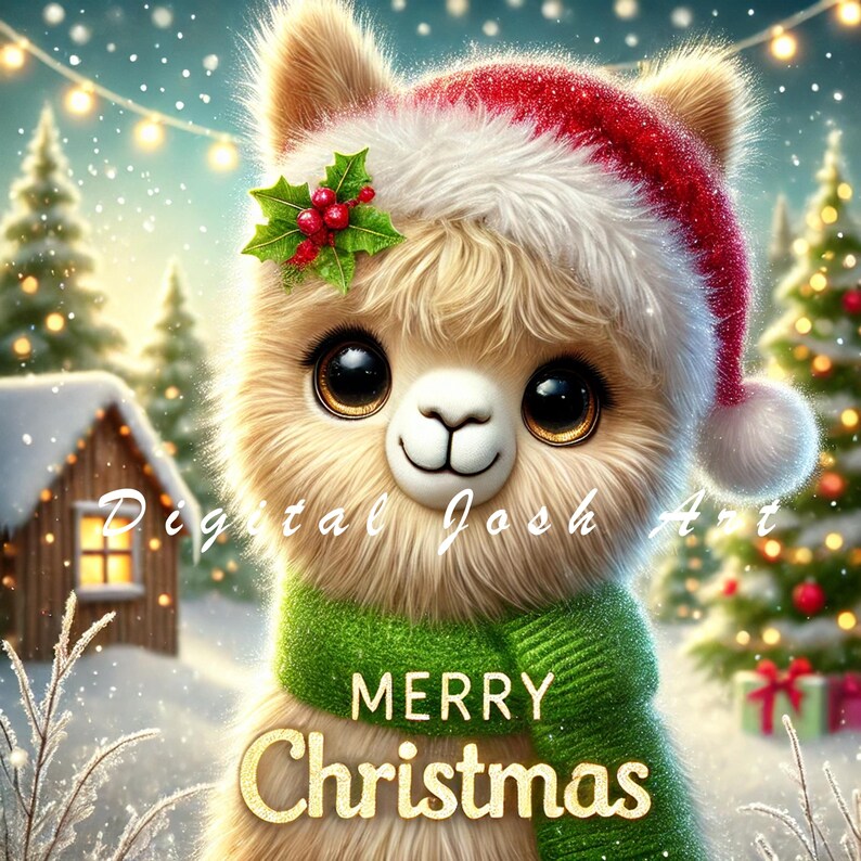 10 JPEG Cute Christmas Alpaca Clipart Bundle - Winter Animal Designs ...