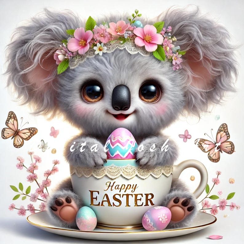 10 JPEG Cute Easter Koala Clipart Bundle - Spring Koala Designs ...