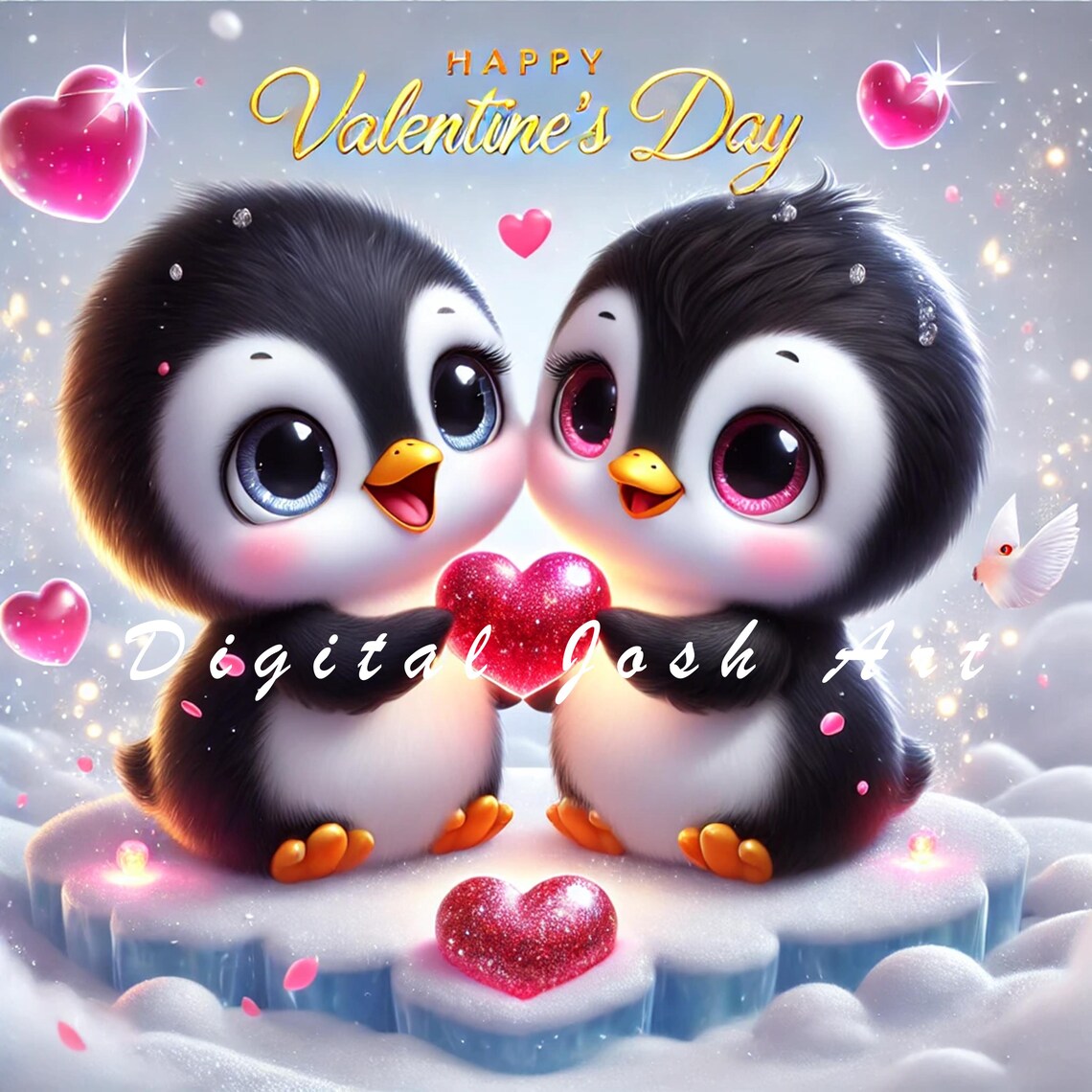 Cute Valentine’s Day Penguin Clipart Bundle - 10 JPEG Winter Penguin ...