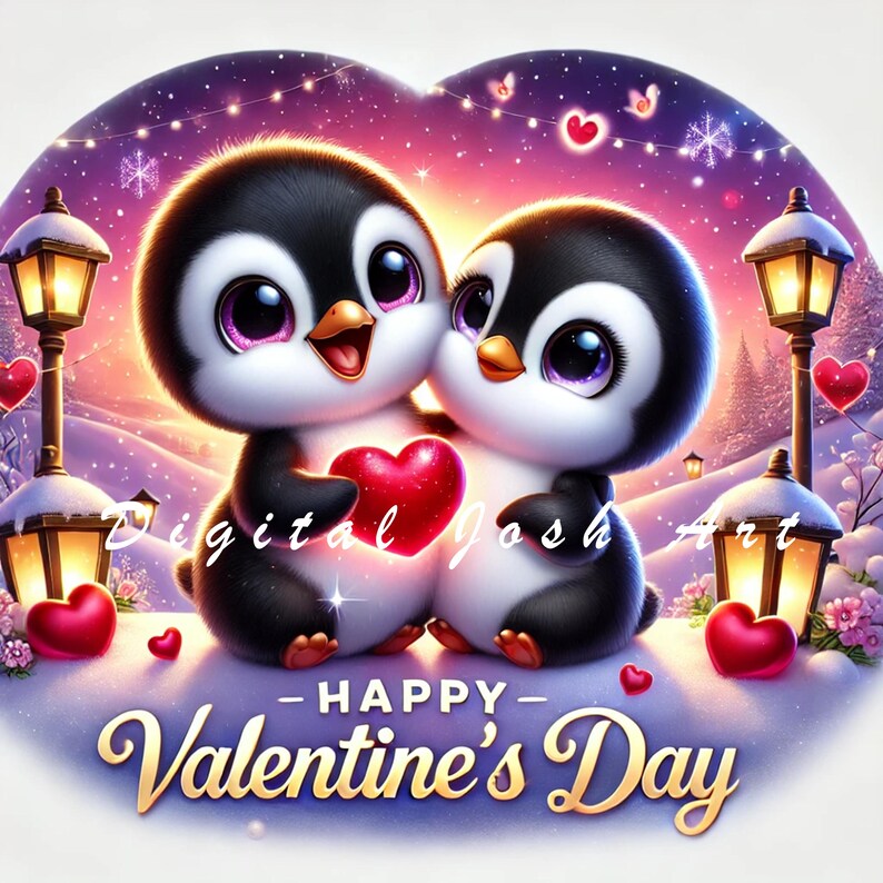 10 JPEG Cute Valentine’s Day Penguin Clipart Bundle - Winter Penguin ...