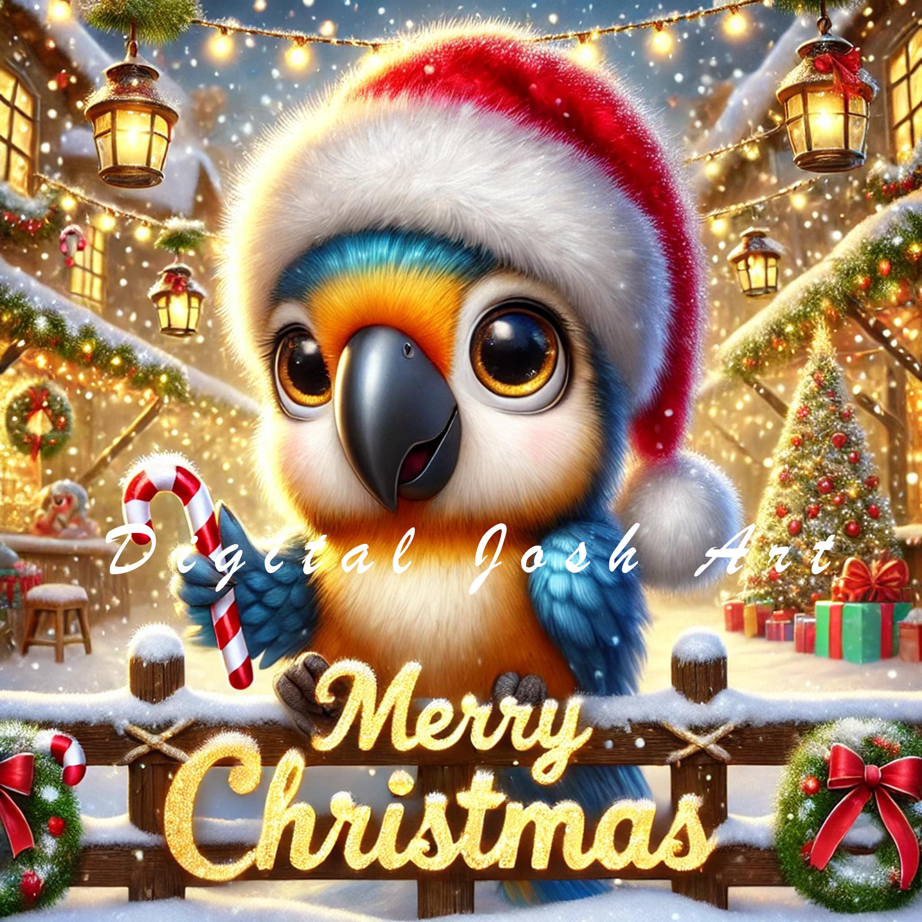 10 JPEG Cute Christmas Macaw Clipart Bundle - Winter Bird Designs ...