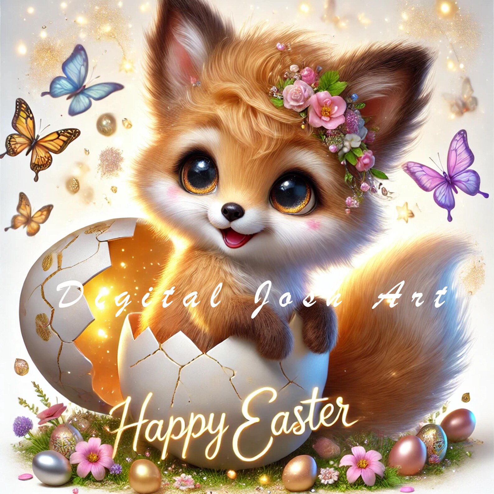 10 JPEG Cute Easter Fox Clipart Bundle - Spring Woodland Designs ...