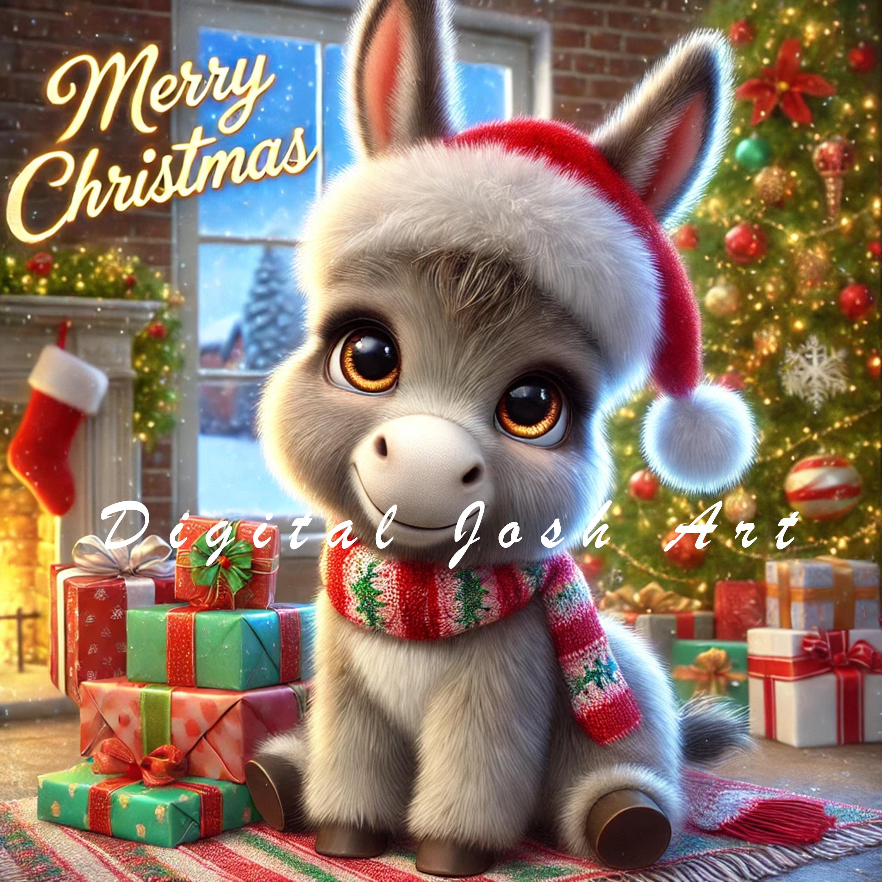 10 JPEG Cute Christmas Donkey Clipart Bundle - Winter Donkey Designs ...