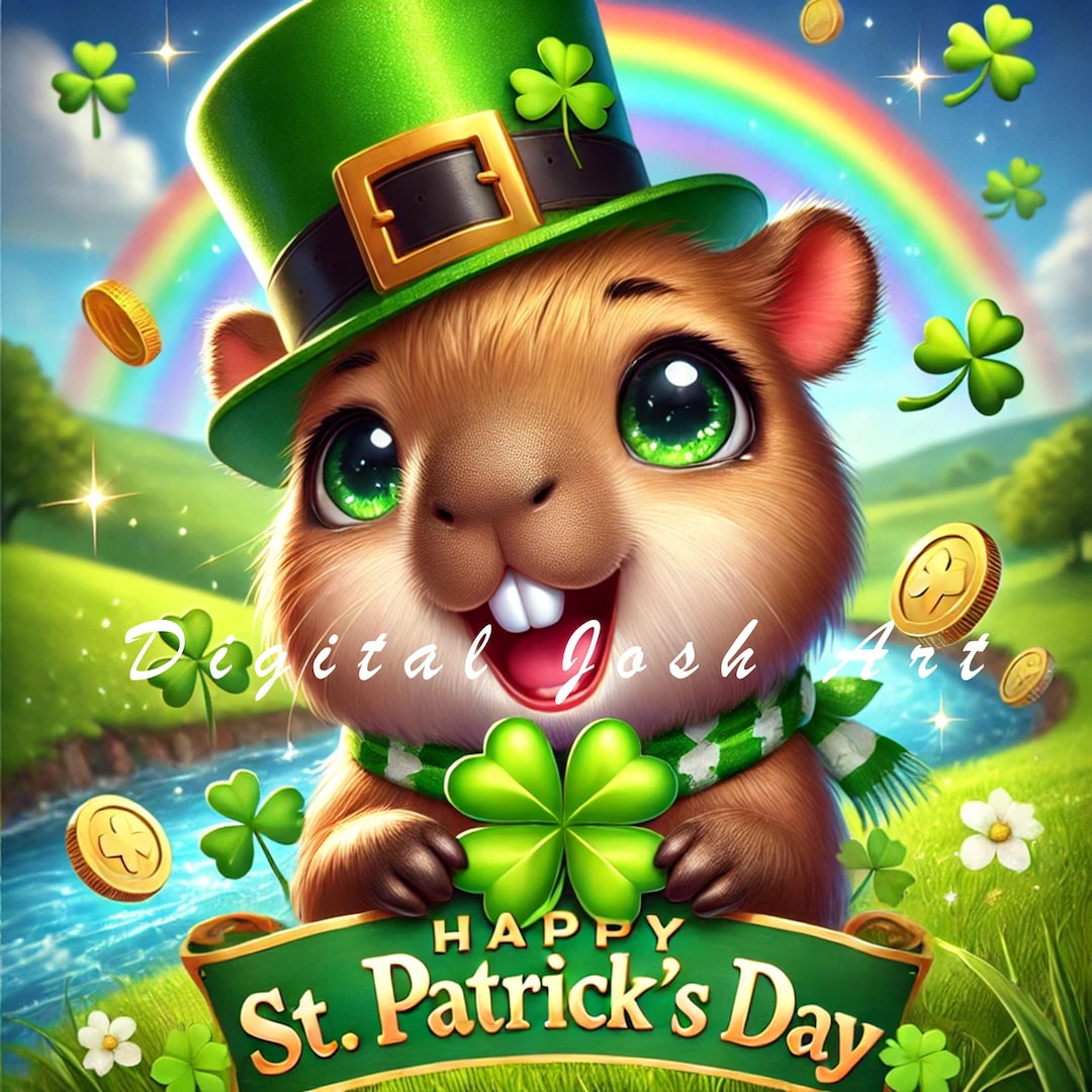 10 JPEG Cute St Patrick’s Day Capybara Clipart Bundle - Winter Capybara ...