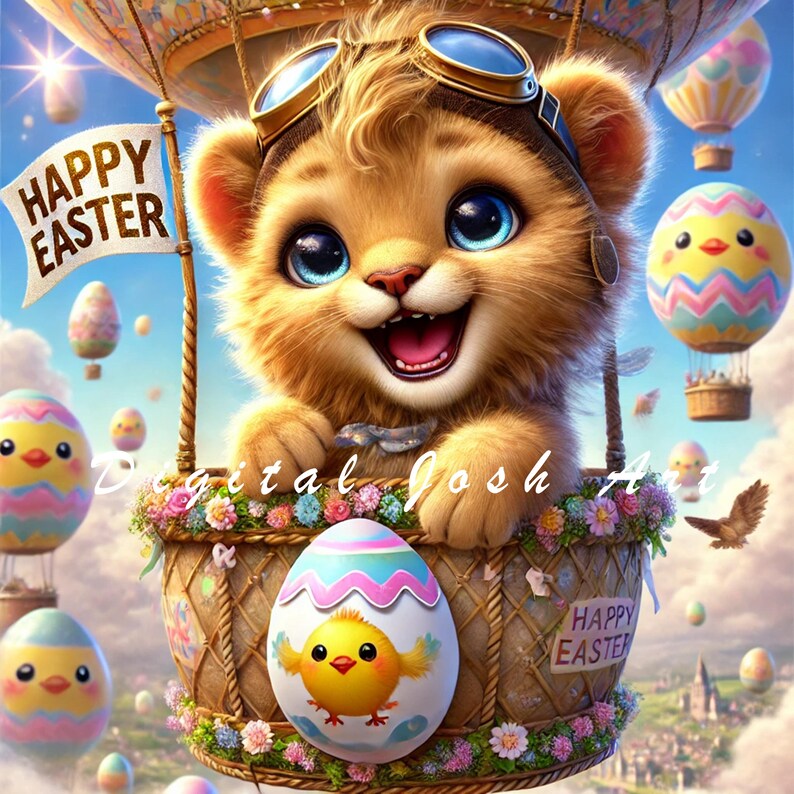 10 JPEG Cute Easter Lion Cub Clipart Set - Spring Baby Animal Designs ...