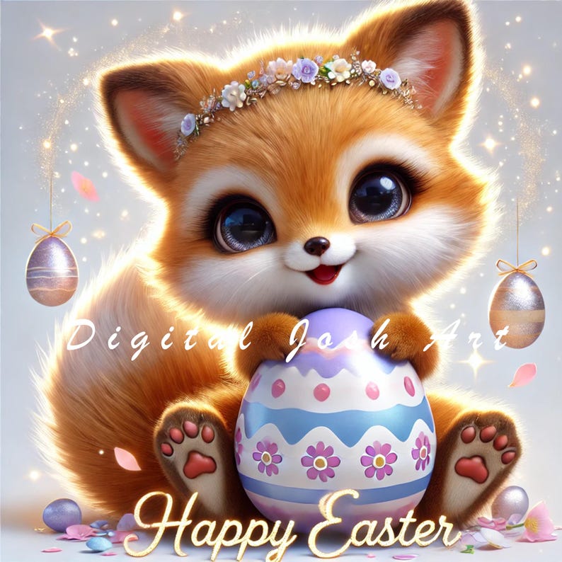10 JPEG Cute Easter Fox Clipart Bundle - Spring Woodland Designs ...