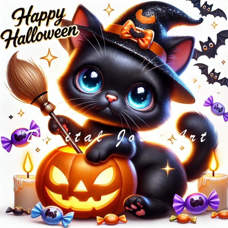 Halloween Black Cat Clipart: Spooky Kitty Designs (digital Download) - Etsy