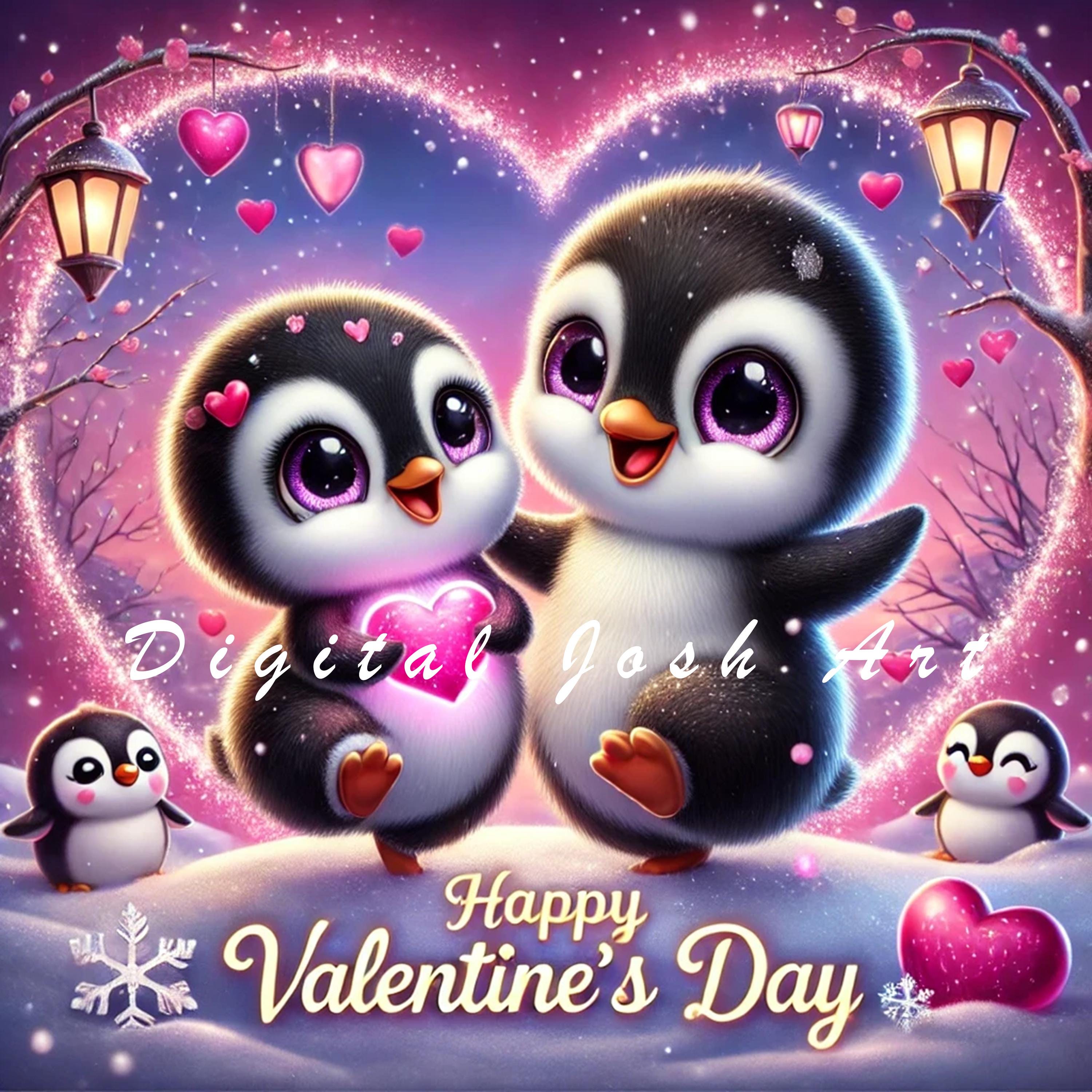 10 JPEG Cute Valentine’s Day Penguin Clipart Bundle - Winter Penguin ...