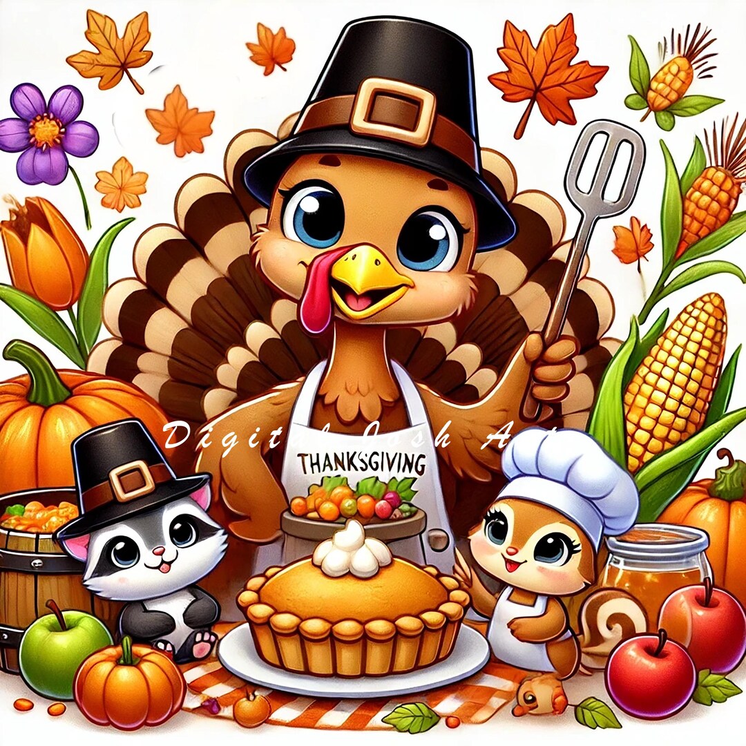 Thanksgiving Clipart Set 10 High-quality Jpgs for Turkey Day Wall Art ...