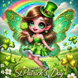 10 JPEG Cute St Patrick’s Day Fairy Clipart Bundle - Winter Fairy ...