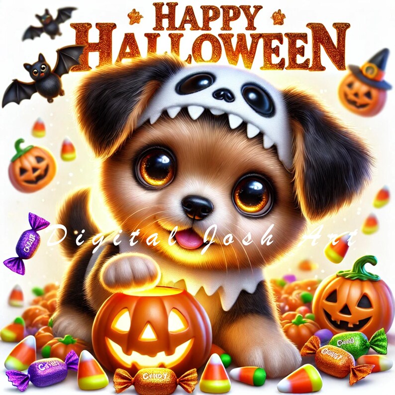10 JPEG Cute Halloween Puppy Clipart – Spooky Autumn Dog Designs ...