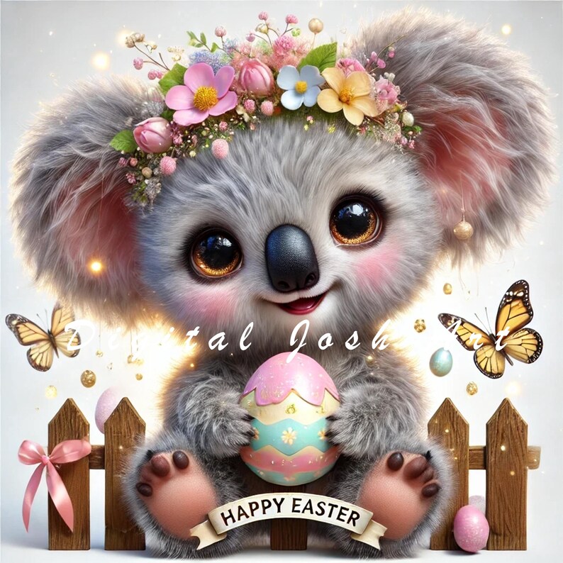 10 JPEG Cute Easter Koala Clipart Bundle - Spring Koala Designs, Digital Download, Commercial ...