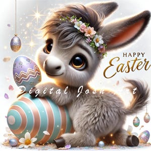 10 JPEG Cute Easter Donkey Clipart Bundle - Spring Farm Animal Designs ...