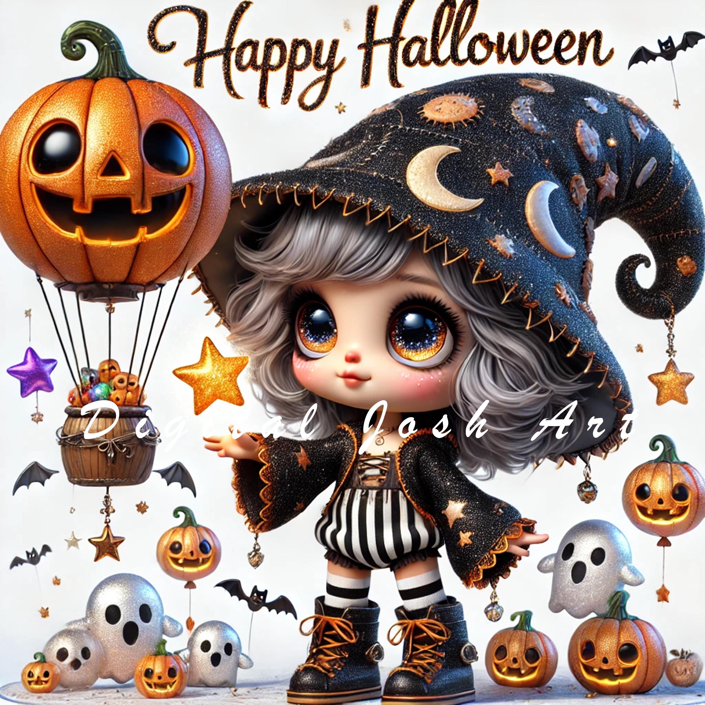 10 JPEG Cute Halloween Witch Clipart – Spooky Autumn Witch Designs ...