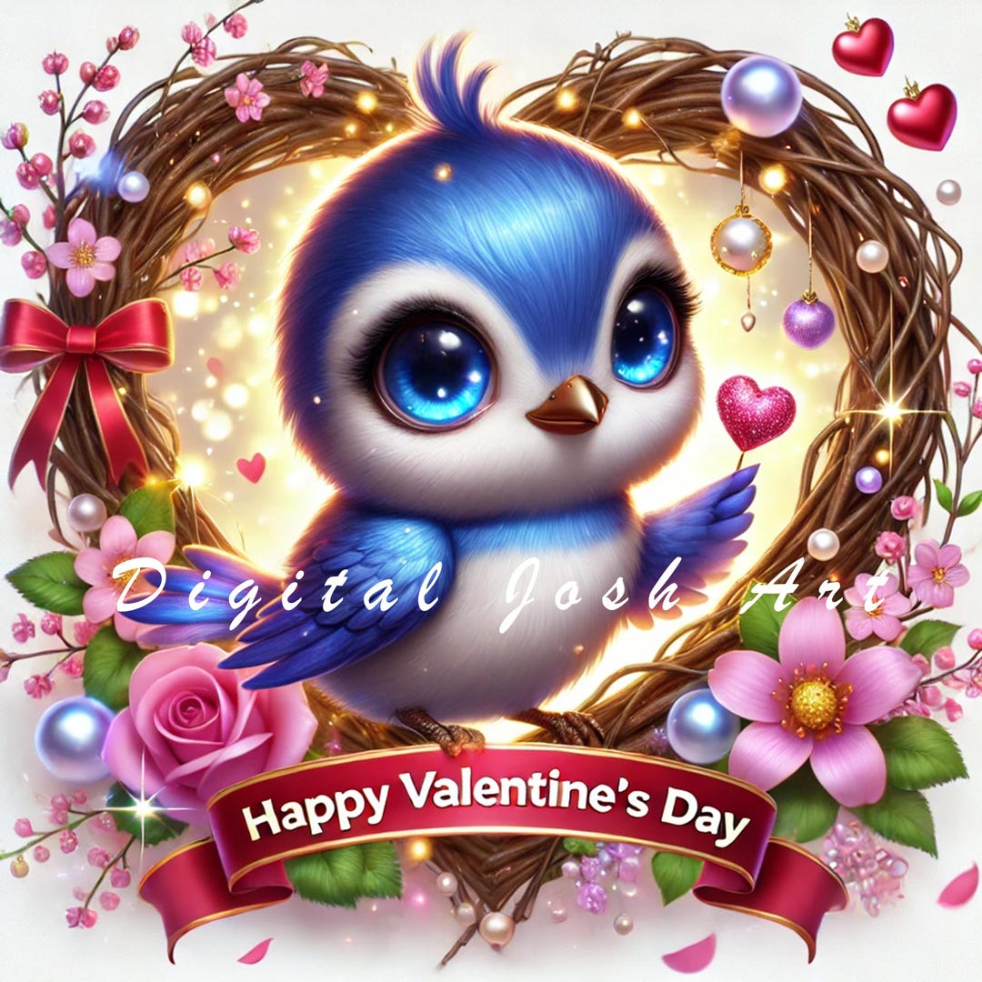 10 JPEG Cute Valentine’s Day Bowerbird Clipart Bundle - Winter Bird ...