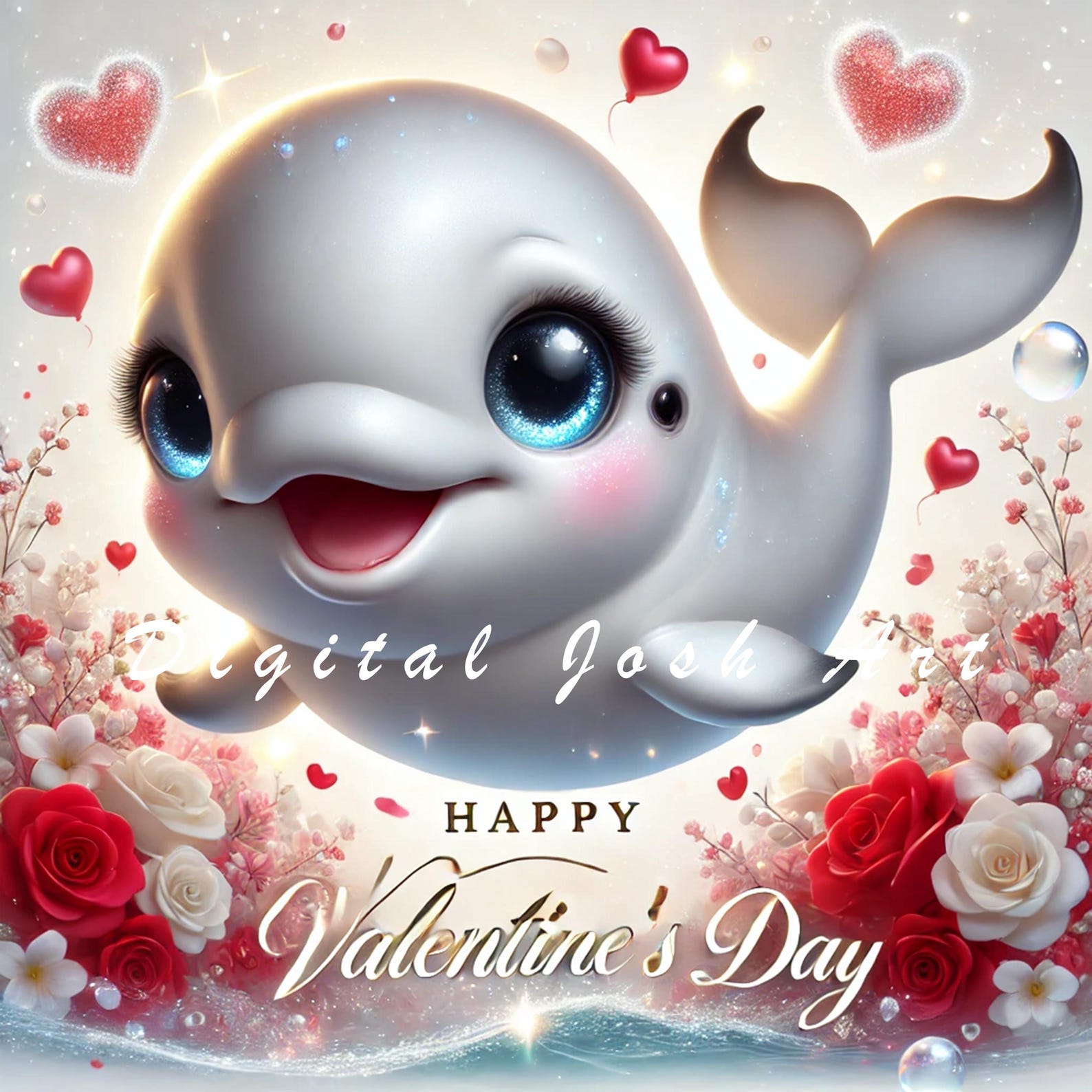 10 JPEG Cute Valentine’s Day Beluga Whale Clipart Bundle - Winter ...