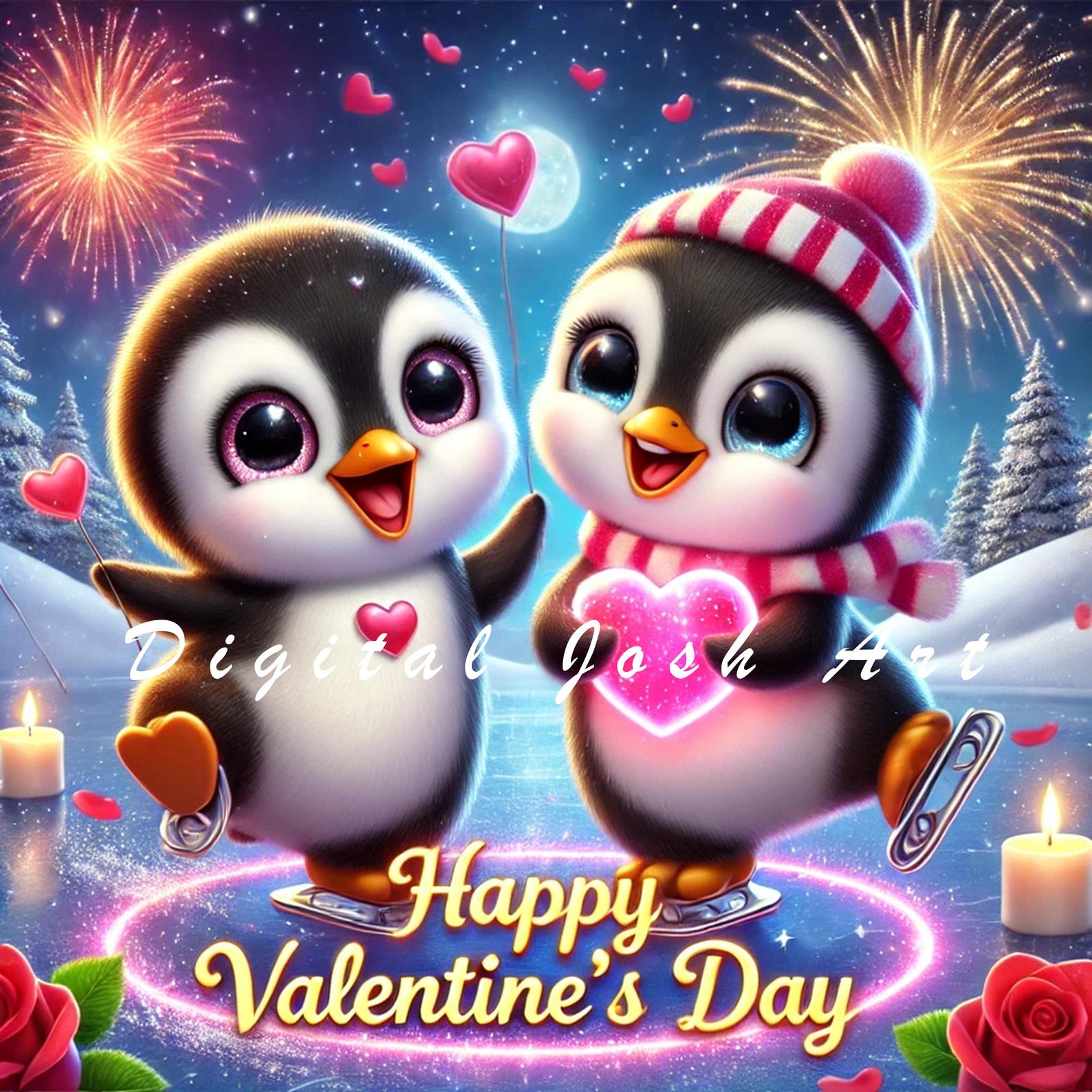 10 JPEG Cute Valentine’s Day Penguin Clipart Bundle - Winter Penguin ...