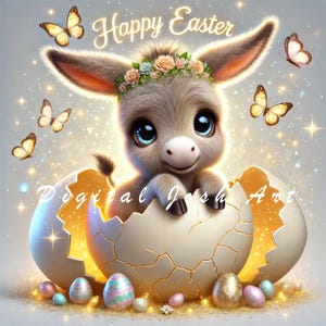 10 JPEG Cute Easter Donkey Clipart Bundle - Spring Farm Animal Designs ...
