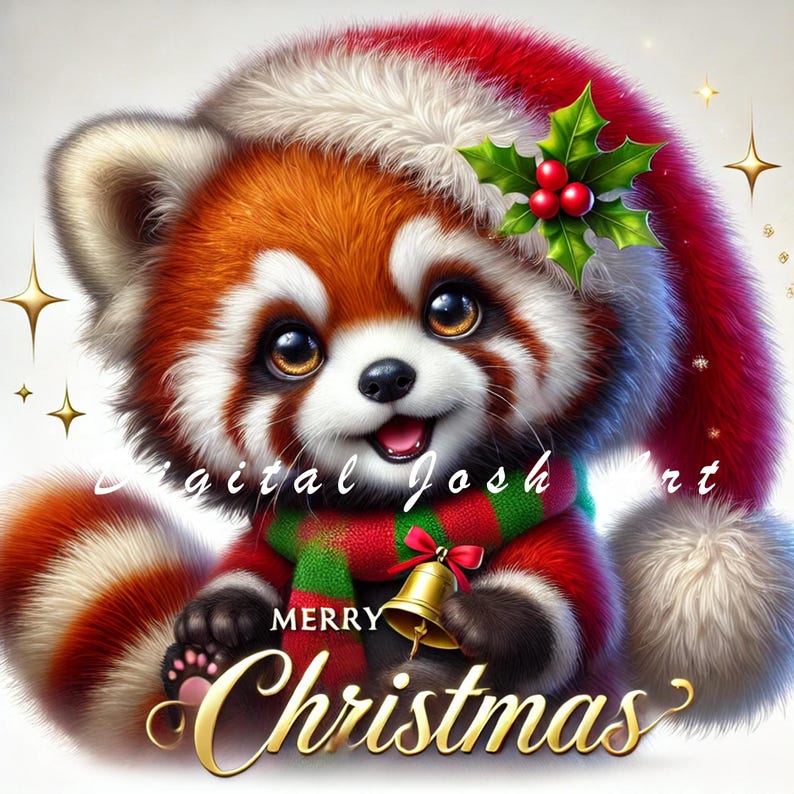 10 JPEG Cute Christmas Red Panda Clipart Bundle - Winter Animal Designs ...