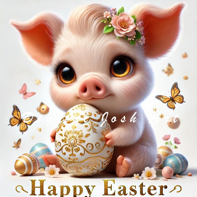 10 JPEG Cute Easter Piggy Clipart Bundle - Spring Piggy Designs ...