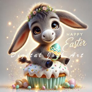 10 JPEG Cute Easter Donkey Clipart Bundle - Spring Farm Animal Designs ...