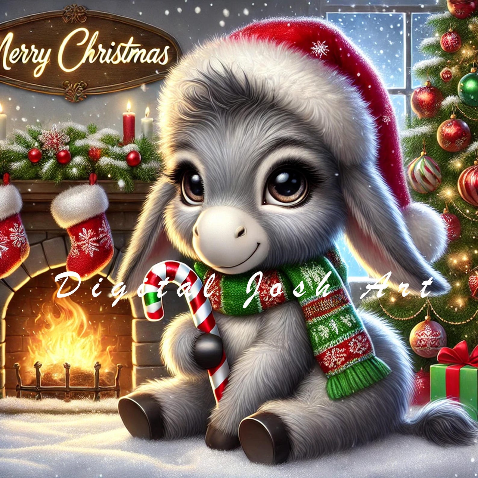10 JPEG Cute Christmas Donkey Clipart Bundle - Winter Donkey Designs ...