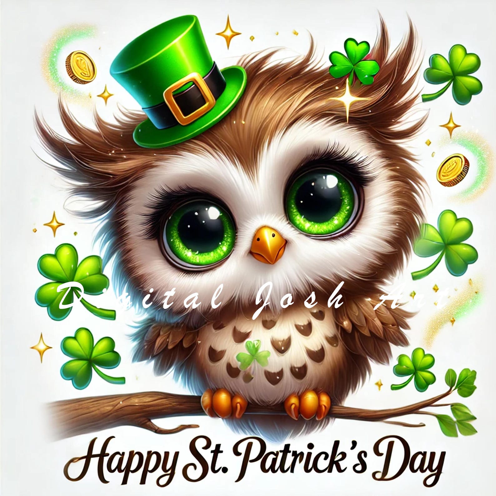 10 JPEG Cute St Patrick’s Day Owl Clipart Bundle - Winter Owl Designs ...