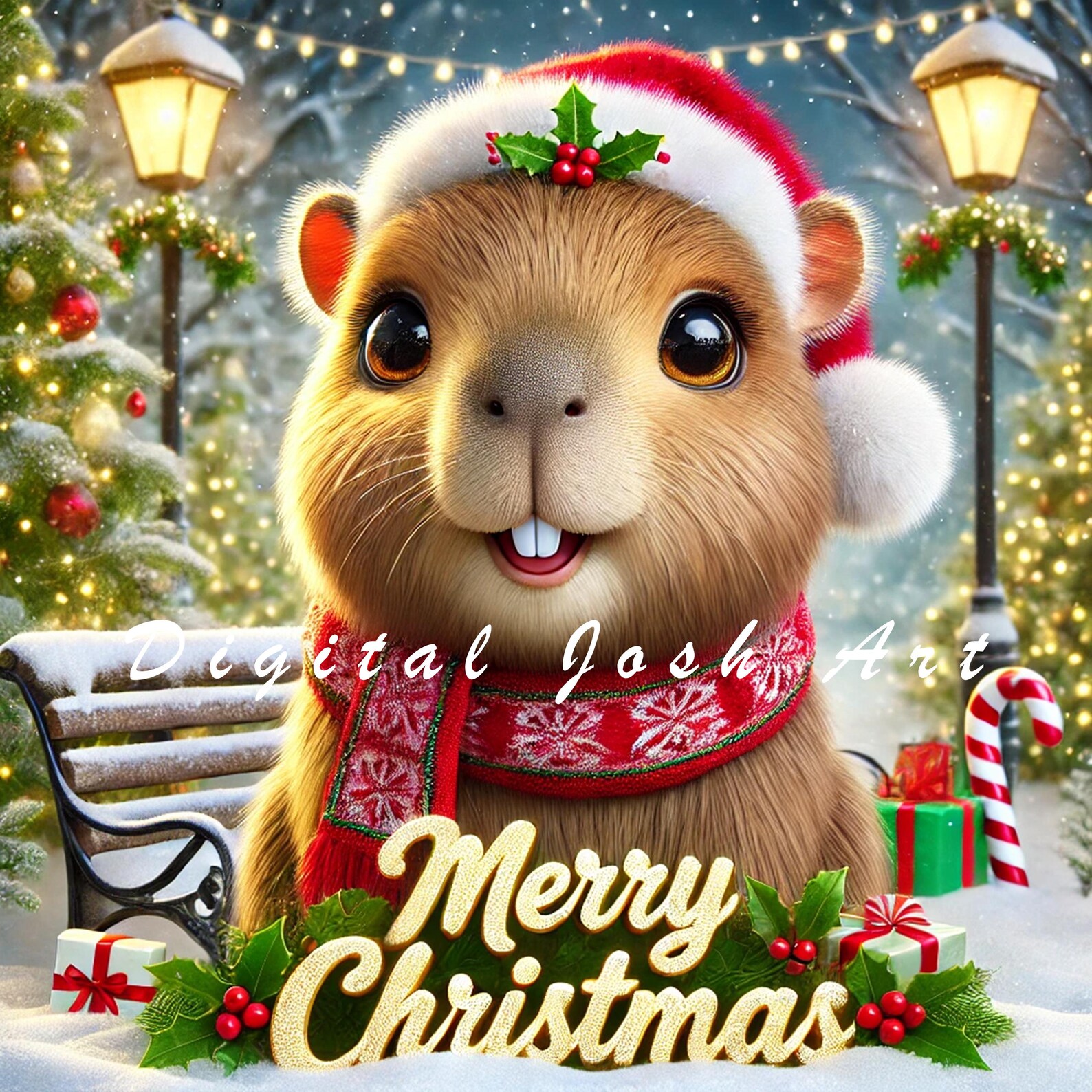 10 JPEG Cute Christmas Capybara Clipart Bundle - Winter Animal Designs ...