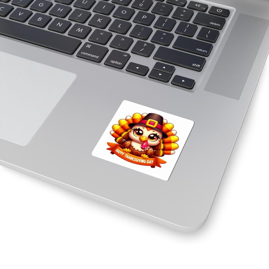 Cute Thanksgiving Turkey Kiss-cut Sticker Adorable Pilgrim Hat Turkey ...