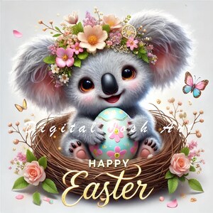 10 JPEG Cute Easter Koala Clipart Bundle - Spring Koala Designs ...