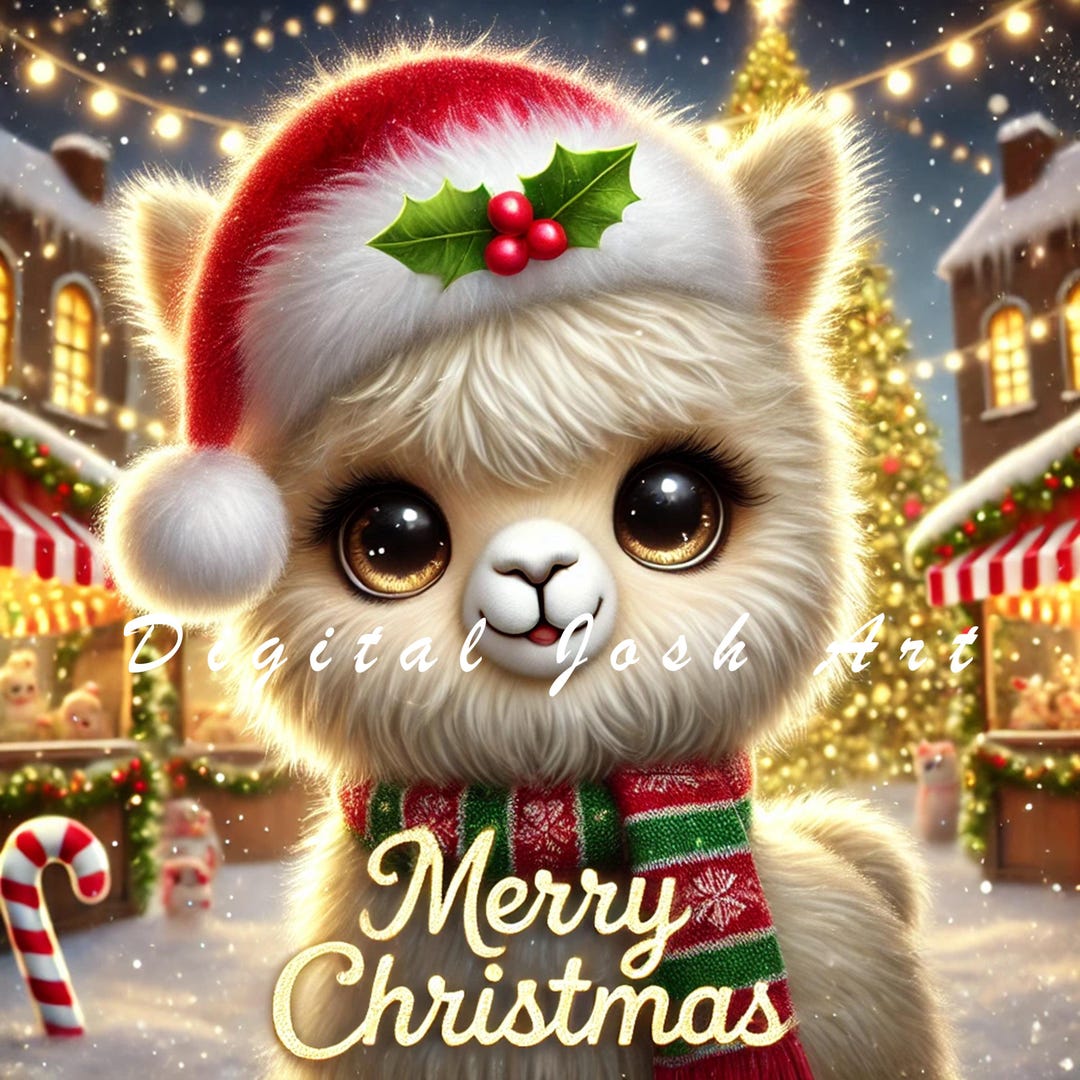 10 JPEG Cute Christmas Alpaca Clipart Bundle - Winter Animal Designs ...