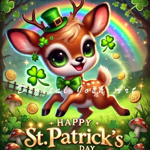10 JPEG Cute St. Patrick’s Day Deer Clipart Bundle - Winter Deer ...