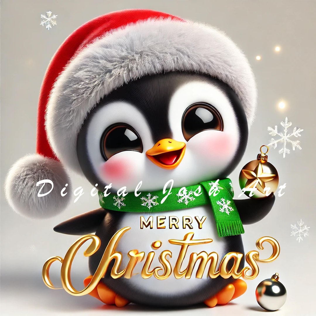 10 JPEG Cute Christmas Penguin Clipart Bundle - Winter Animal Designs ...
