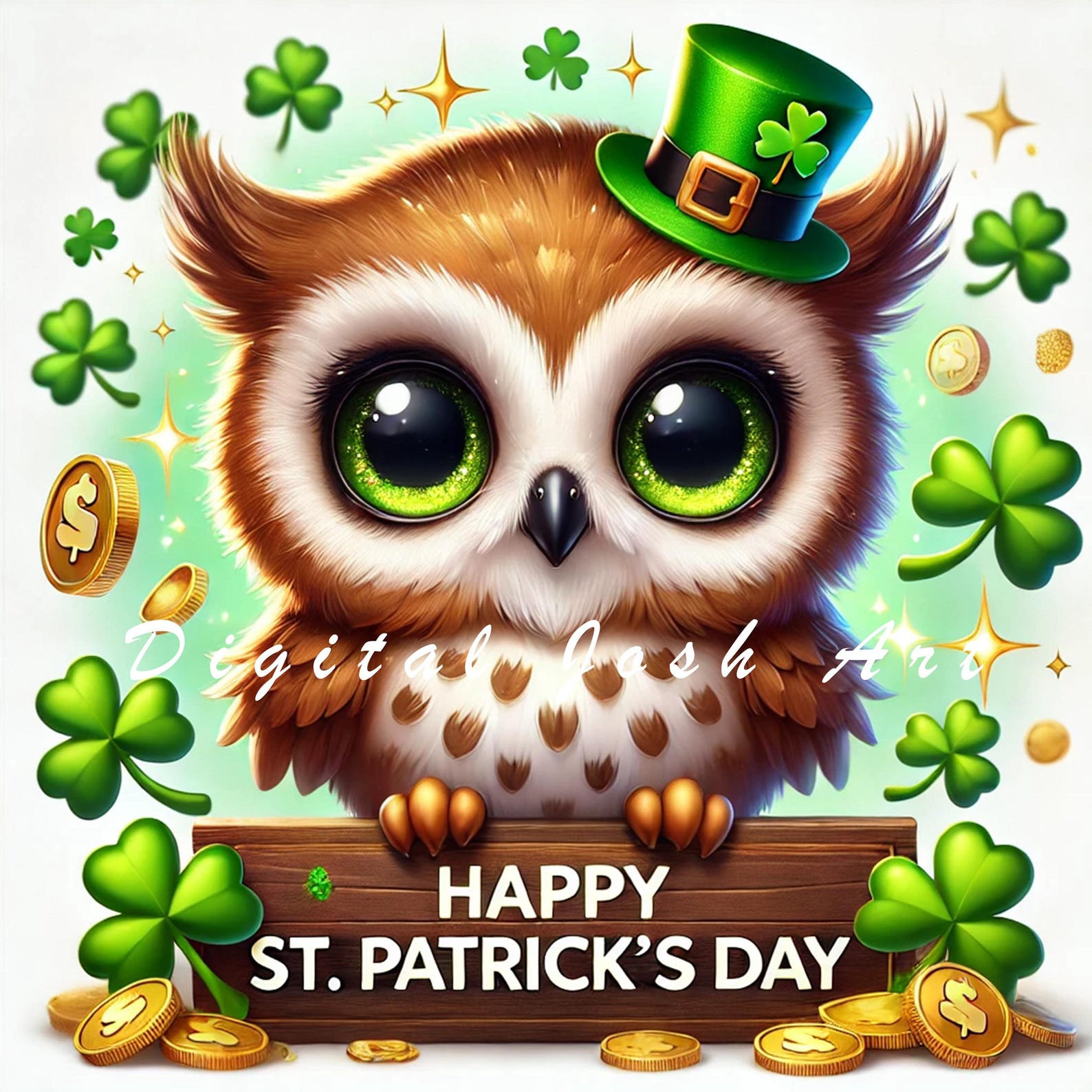 10 JPEG Cute St Patrick’s Day Owl Clipart Bundle - Winter Owl Designs ...
