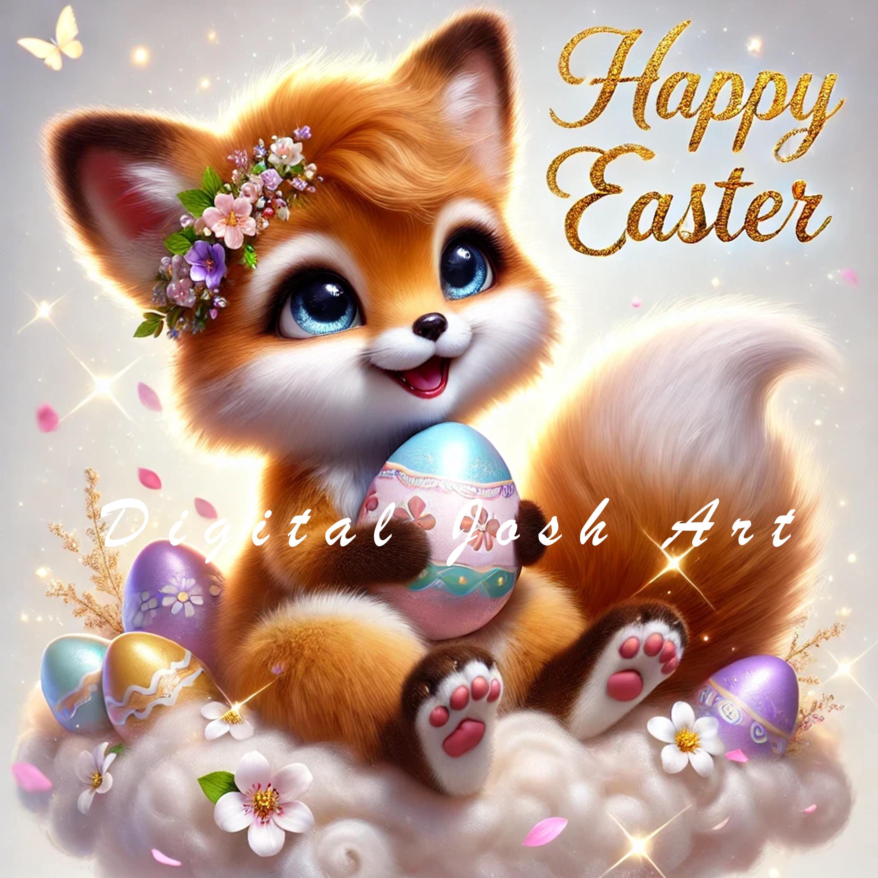 10 JPEG Cute Easter Fox Clipart Bundle - Spring Woodland Designs ...