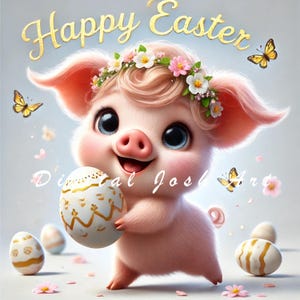 10 JPEG Cute Easter Piggy Clipart Bundle - Spring Piggy Designs ...