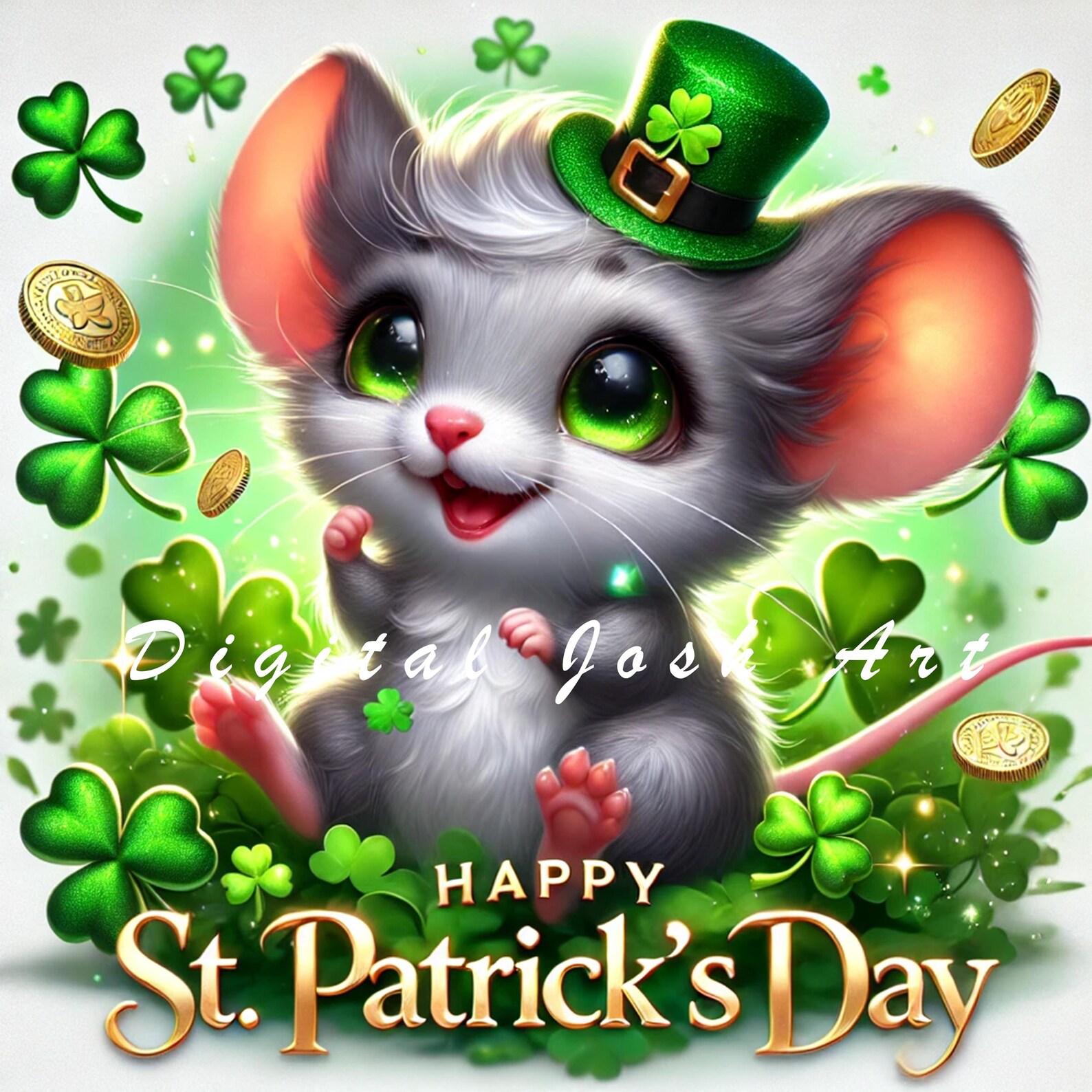 10 JPEG Cute St Patrick’s Day Mouse Clipart Bundle - Winter Mouse ...