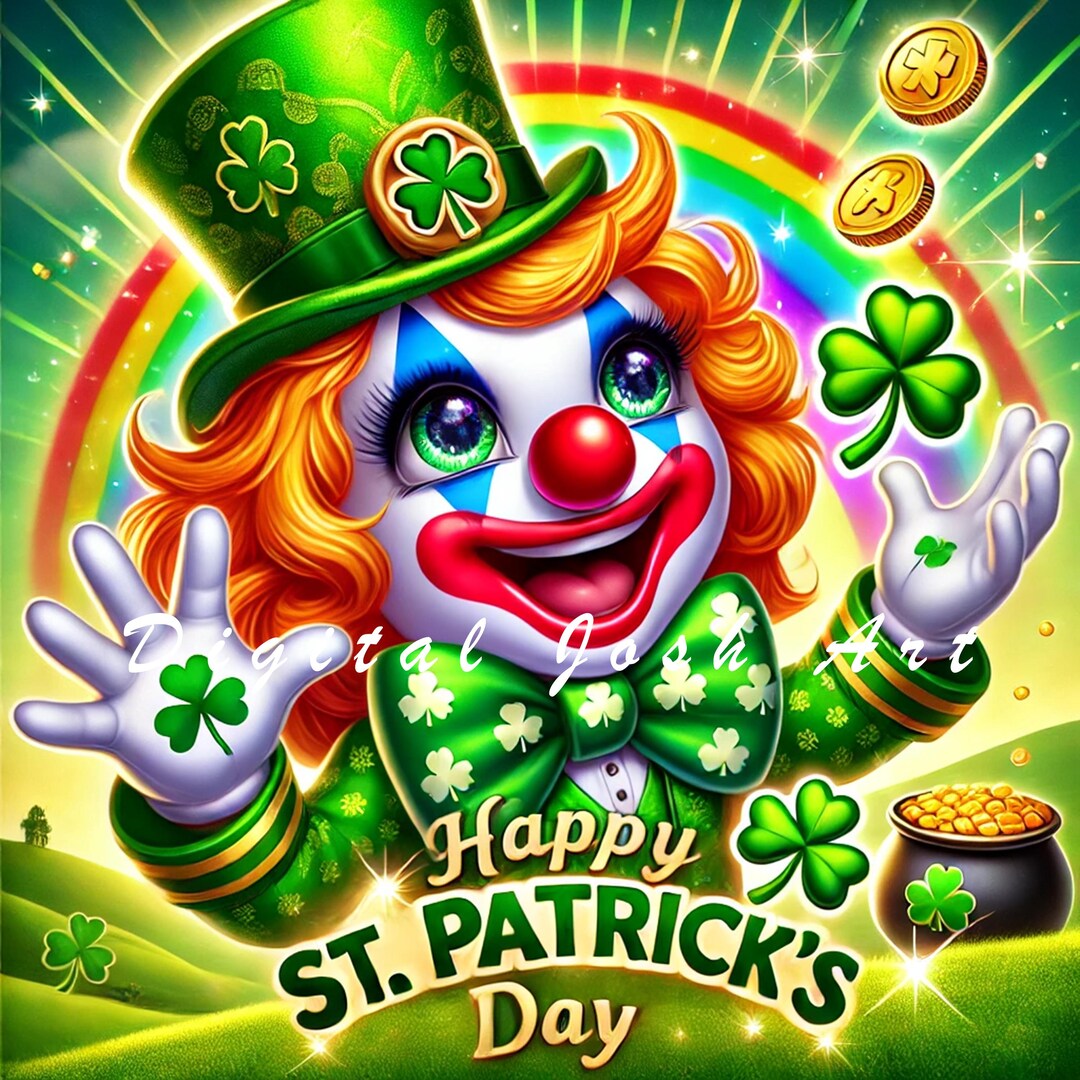 10 JPEG Cute St Patrick’s Day Clown Clipart Bundle - Winter Clown ...