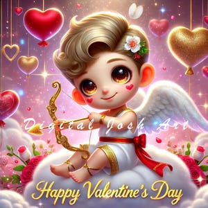Cute Valentine's Day Cupid Clipart Bundle - 10 JPEG Digital Download ...