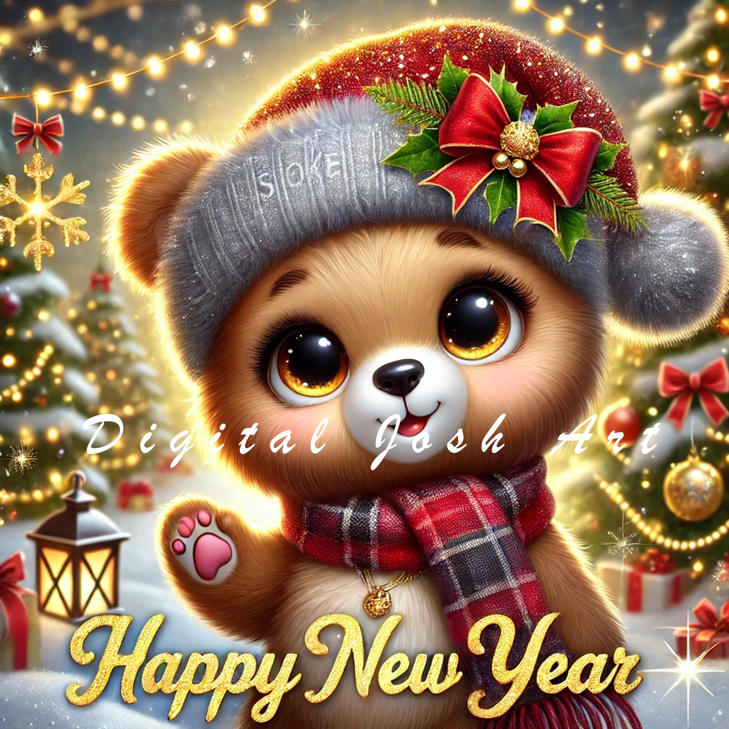 Cute New Year Bear Clipart Bundle 10 JPEG Winter Animal Designs ...