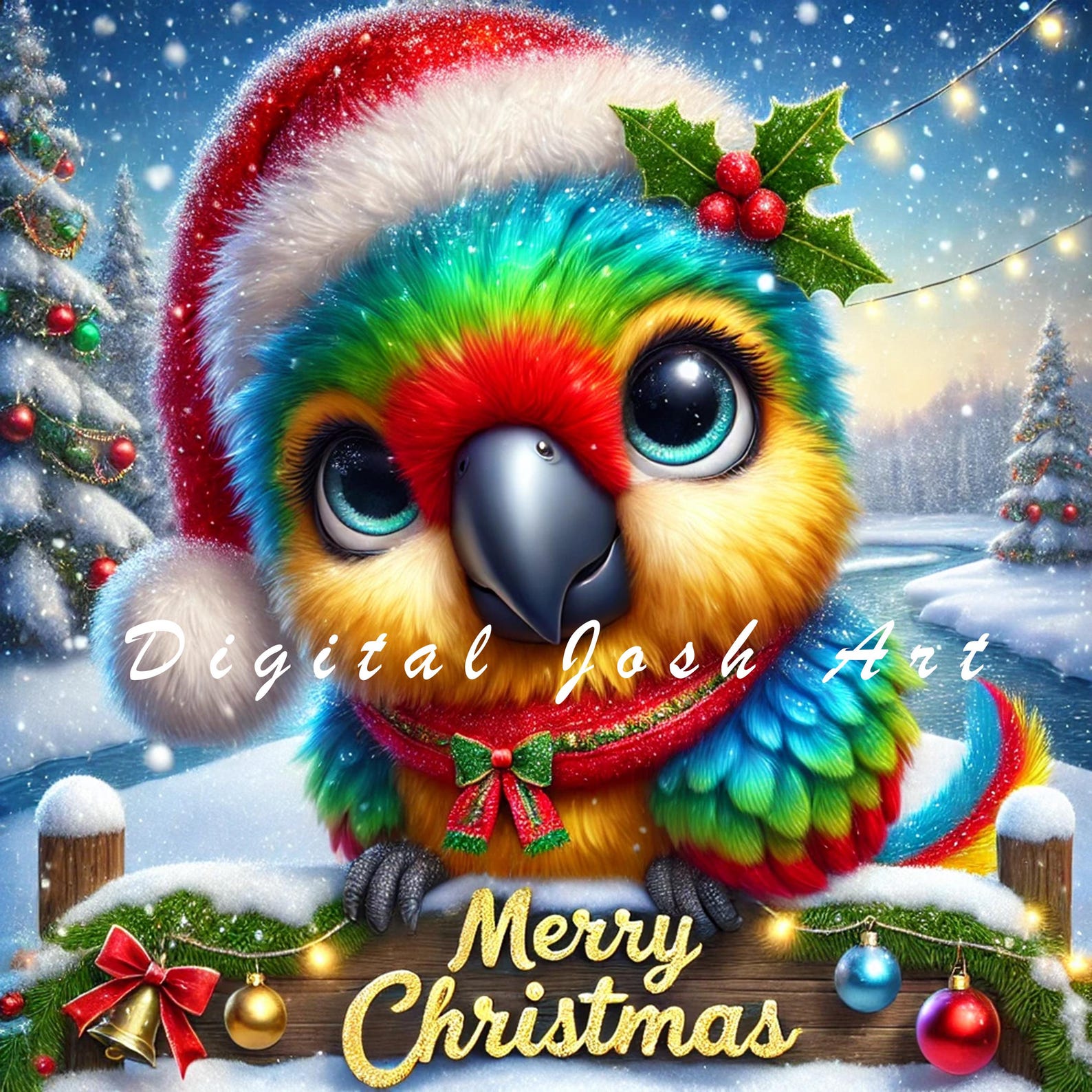 10 JPEG Cute Christmas Macaw Clipart Bundle - Winter Bird Designs ...