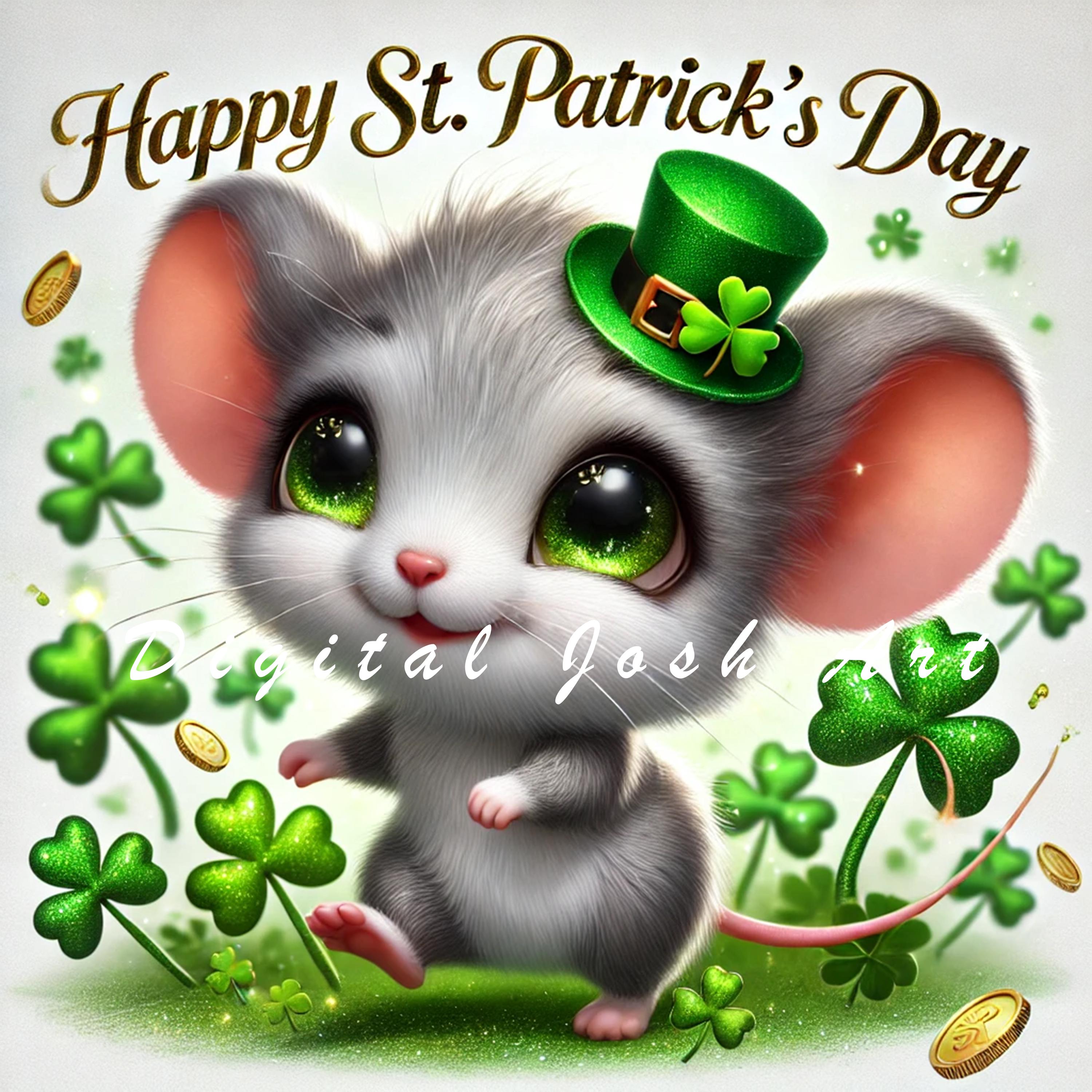 10 JPEG Cute St Patrick’s Day Mouse Clipart Bundle - Winter Mouse ...