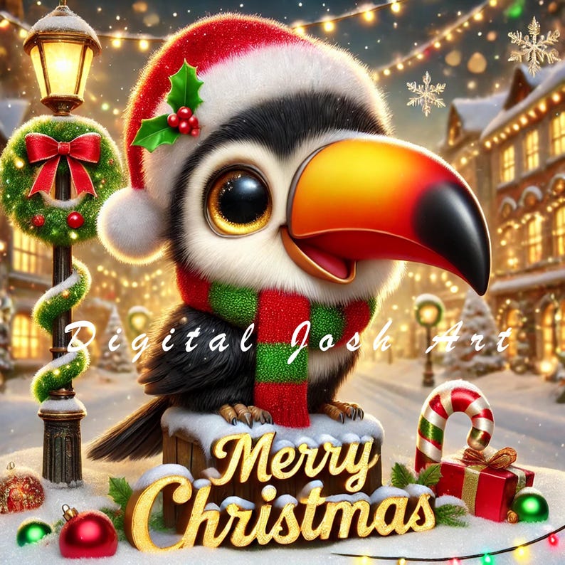 10 JPEG Cute Christmas Toucan Clipart Bundle - Winter Bird Designs ...