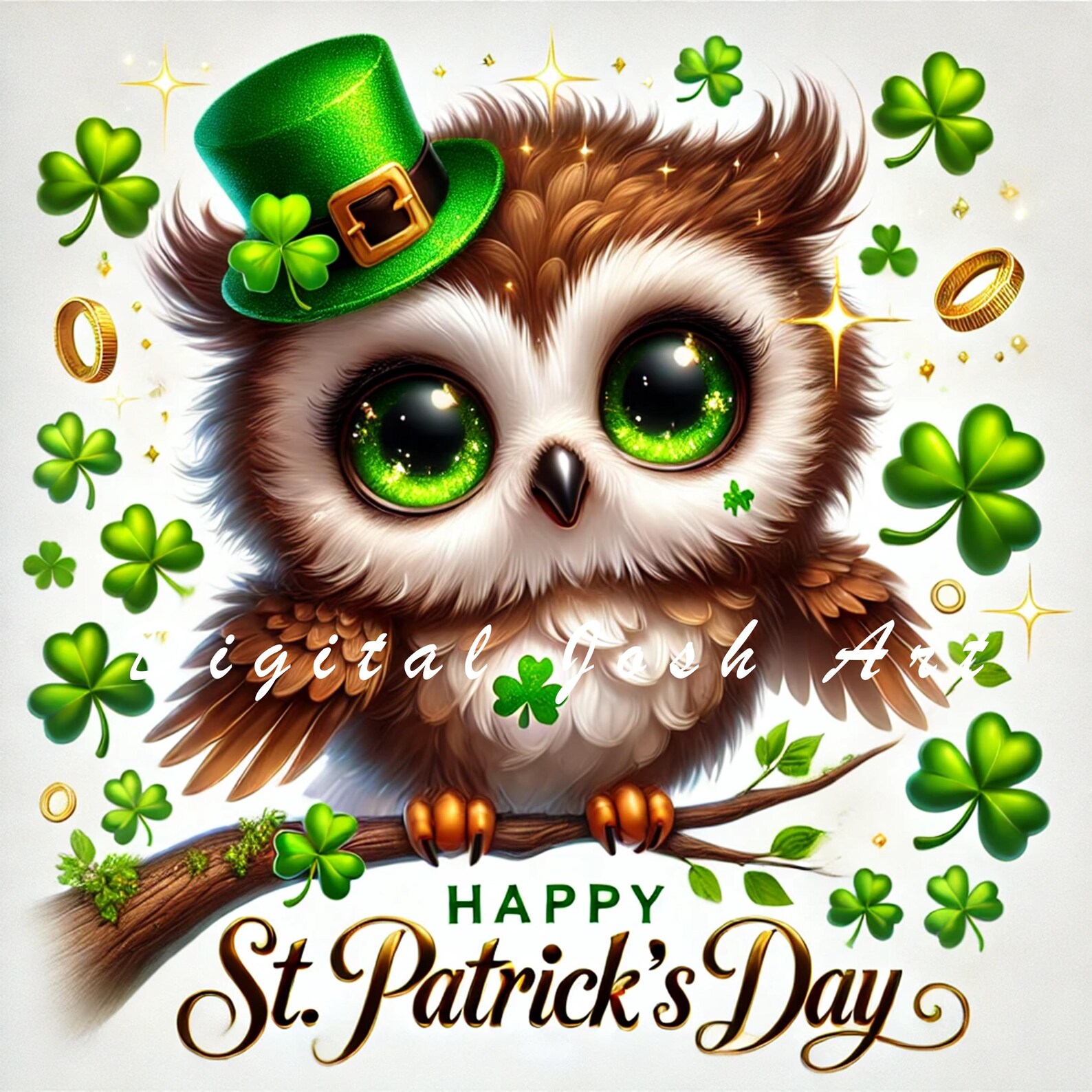 10 JPEG Cute St Patrick’s Day Owl Clipart Bundle - Winter Owl Designs ...