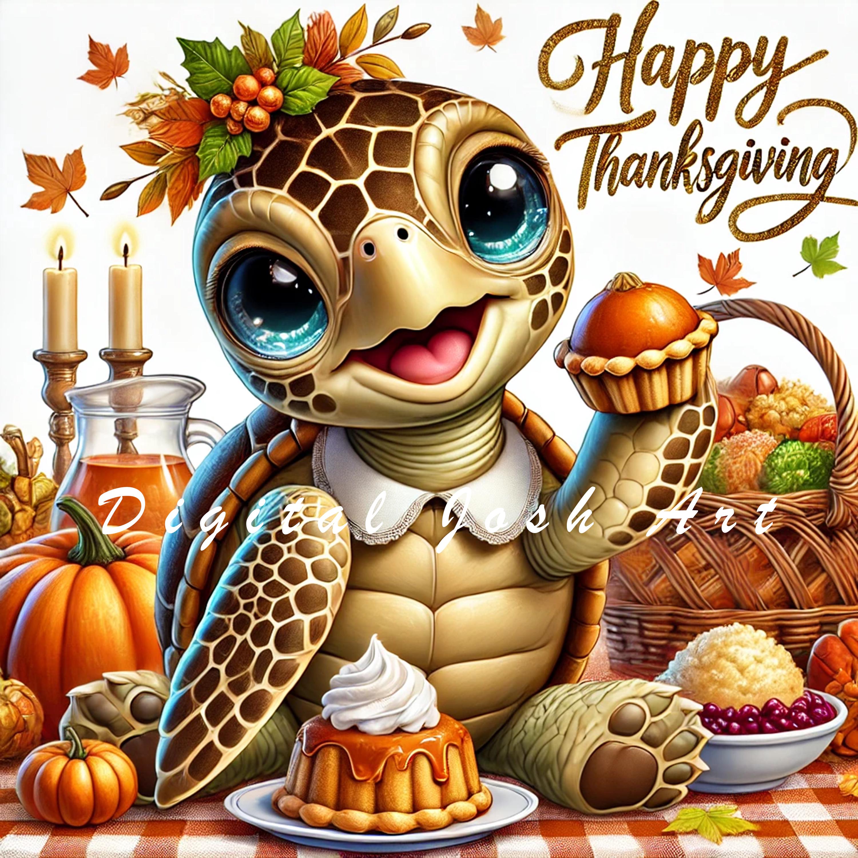 10 JPEG Cute Thanksgiving Sea Turtle Clipart – Autumn Pumpkin Turtle ...
