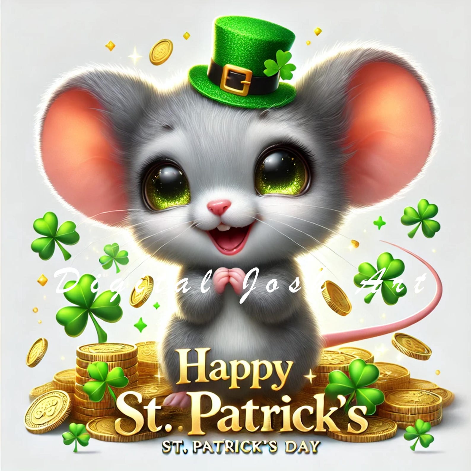 10 JPEG Cute St Patrick’s Day Mouse Clipart Bundle - Winter Mouse ...